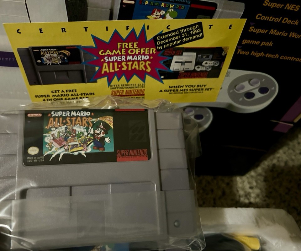 VINTAGE SNES SUPER NINTENDO SUPER SET CONSOLE COMPLETE IN BOX/ MATCHING ...