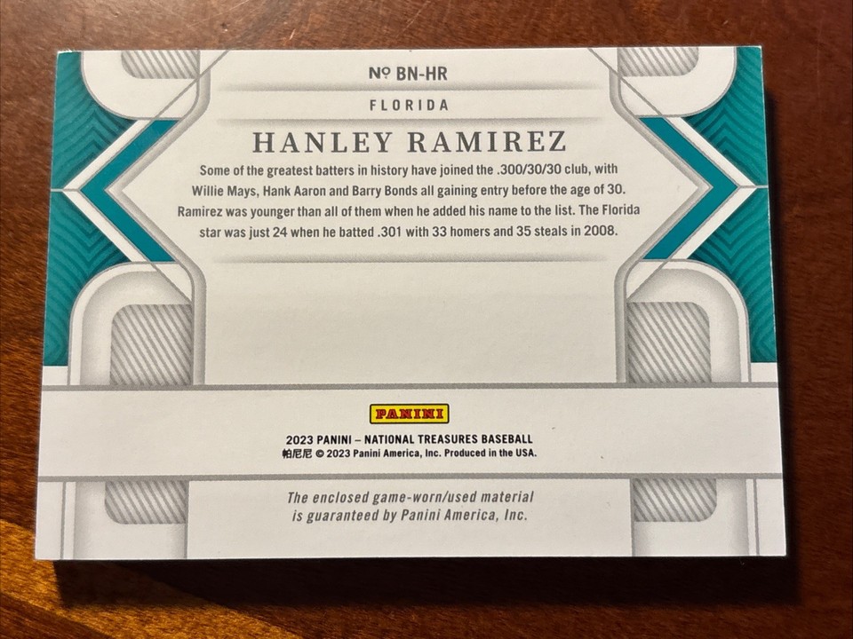 2023 National Treasures Hanley Ramirez Game-Used Bat Barrel #1/1 GU SSP ...