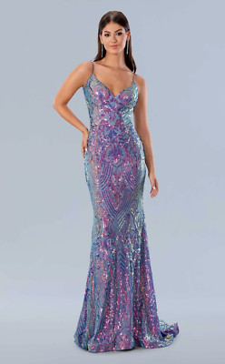 NWT Stella Couture Purple Fitted Prom Long Sequin Formal Dress Size 12 ...