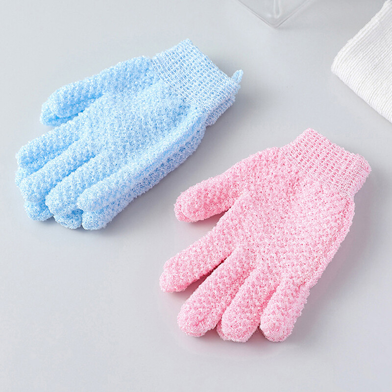 1Pair Bathing Gloves Bath Exfoliating Five-Finger Gloves Scrub Sponge ...