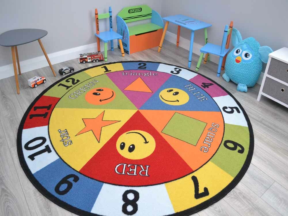 Large Small Kids Childrens Circle Circular Play Rugs Educational School ...