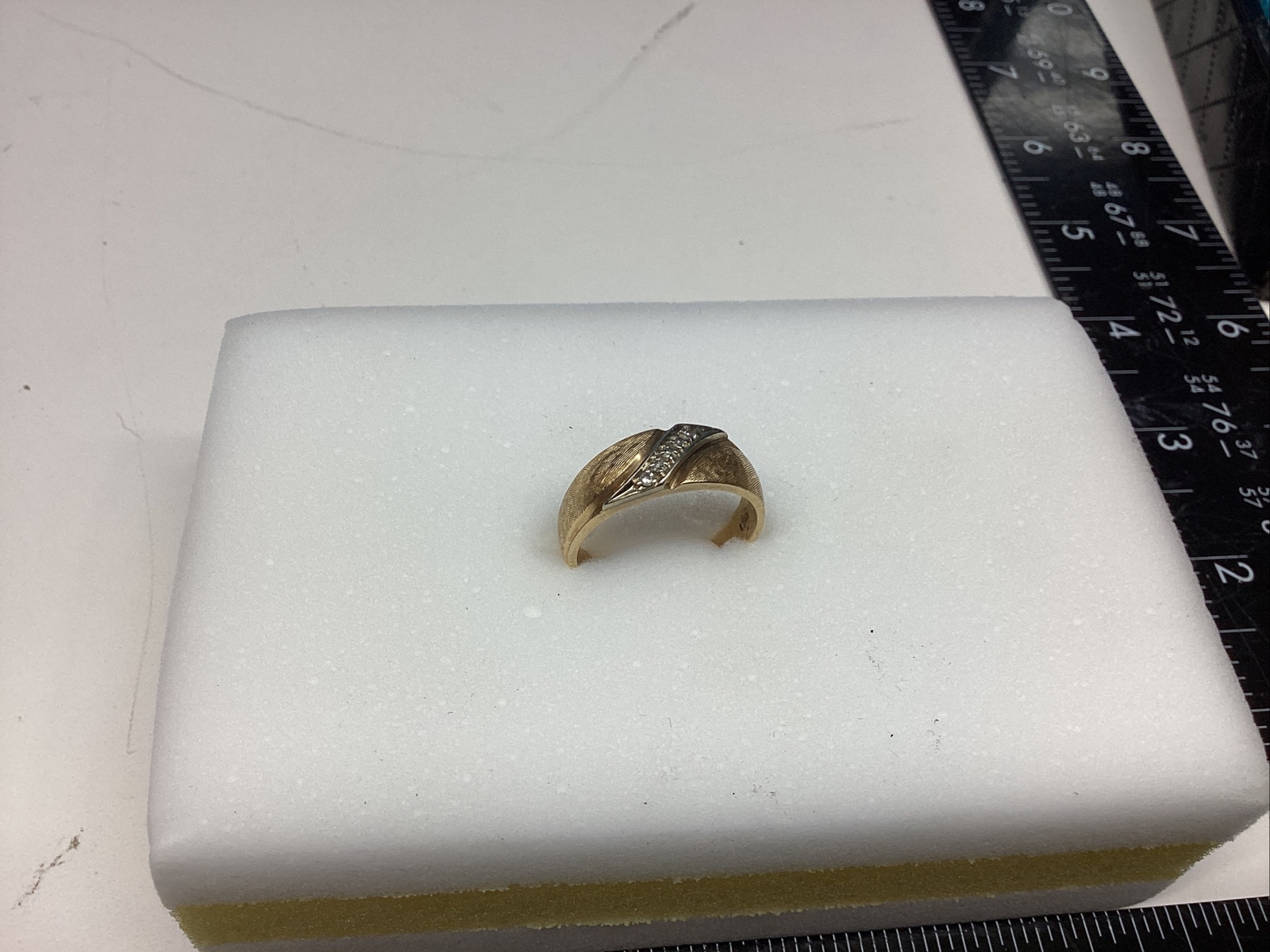 14K YELLOW GOLD SOLID Ring Estate Chunk W Diamonds F… - Gem