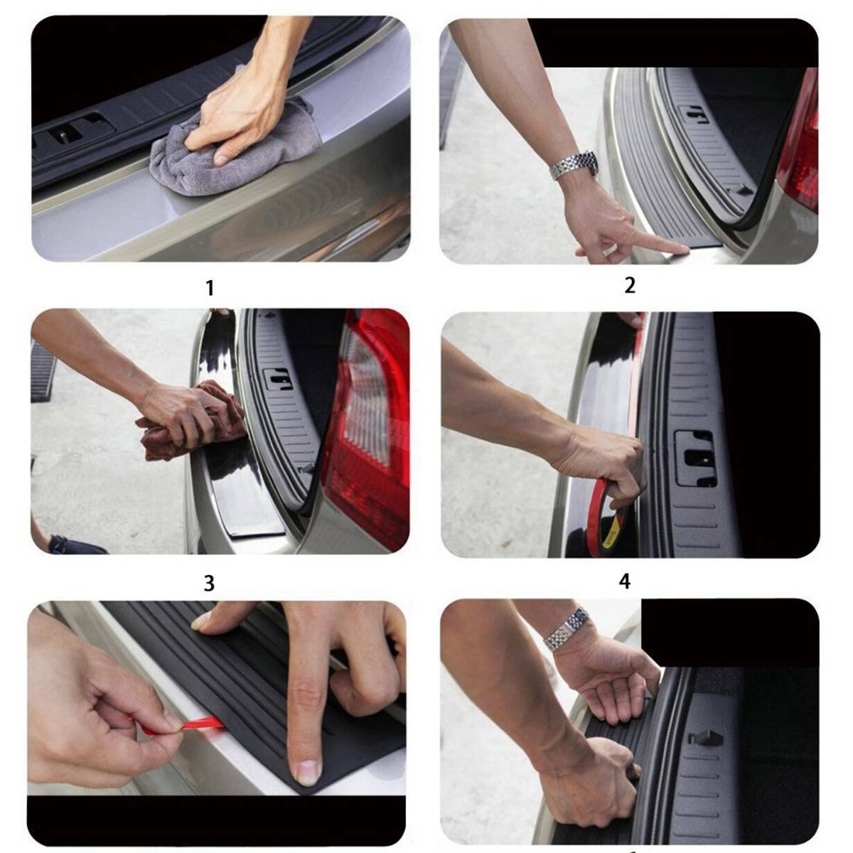Car Rear Boot Trunk Bumper Protector Guard Trim Cover Rubber Sill Lip ...