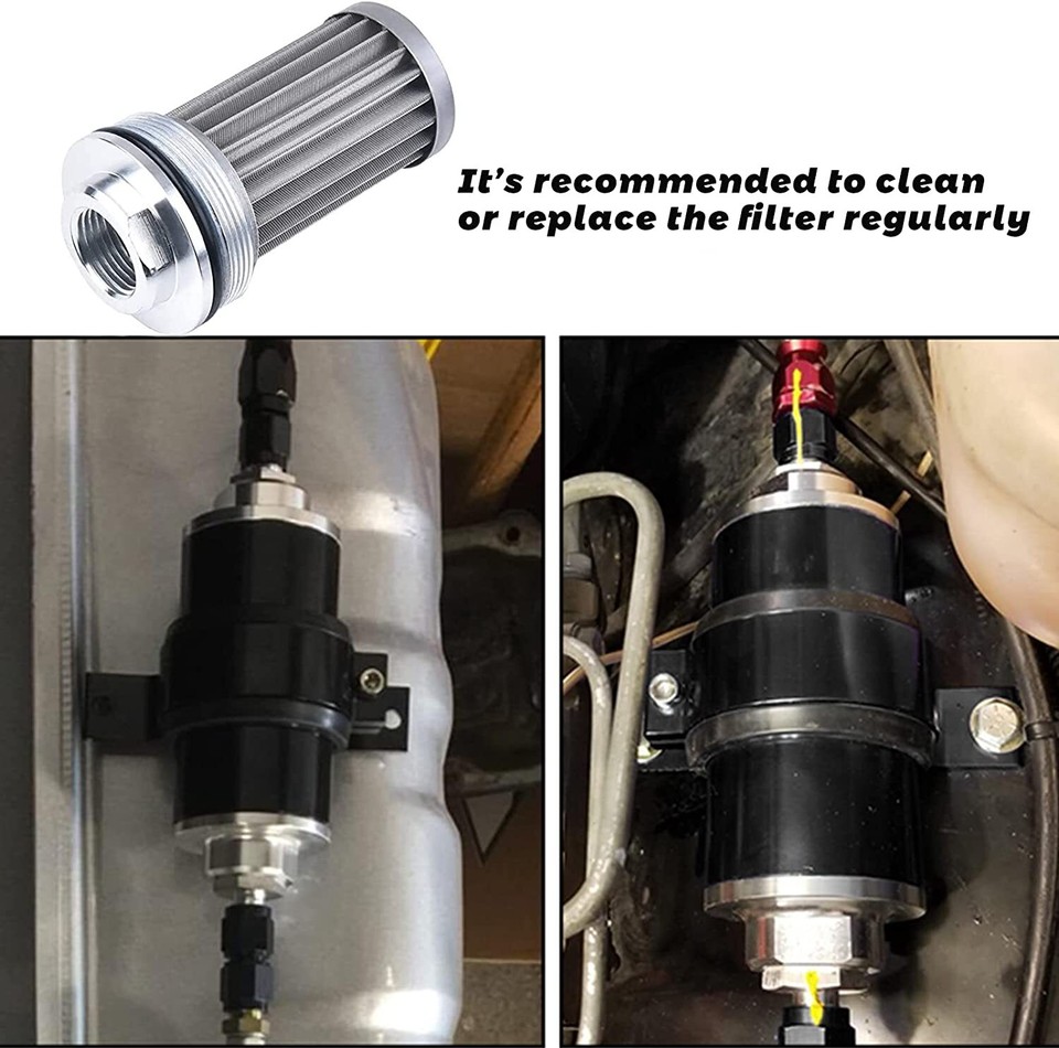 Inline 100 Micron Fuel Filter 6AN 8AN 10AN Adapter 50MM Cleanable ...
