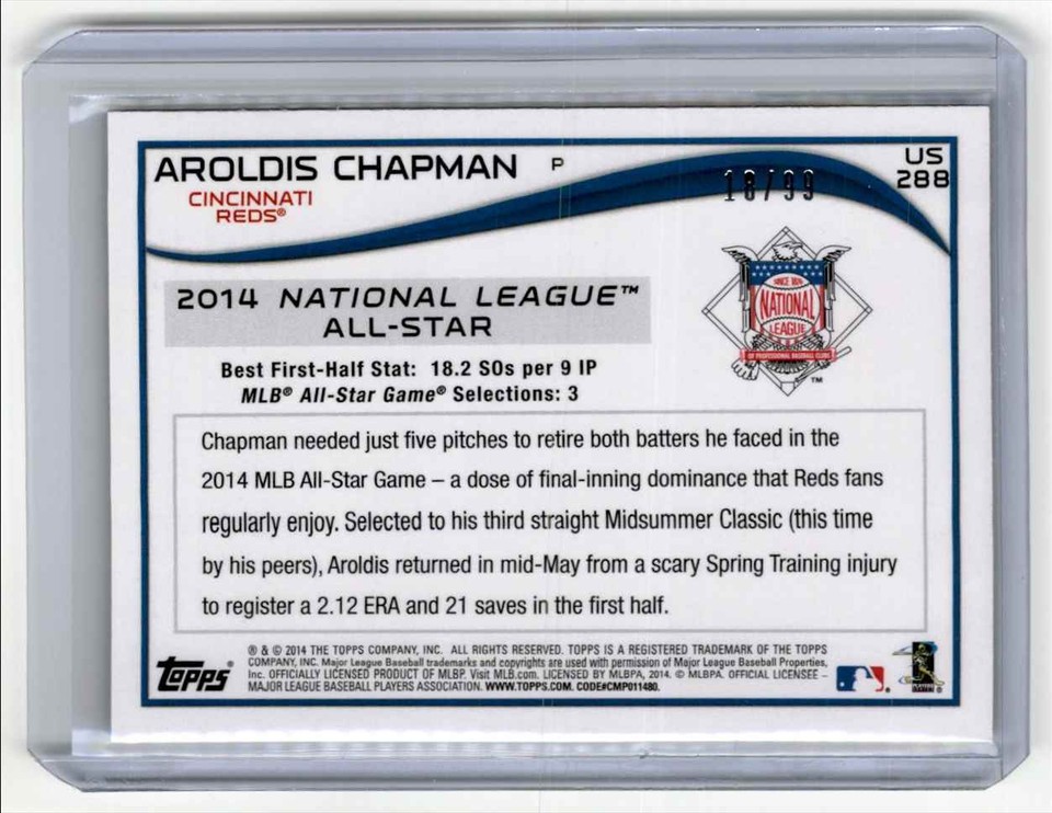 2014 Topps Camo Aroldis Chapman 18/99 Cincinnati Reds #396 | eBay