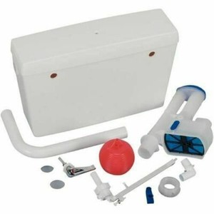 low level WC cistern flush handle & overflow plastic side entry toilet ...