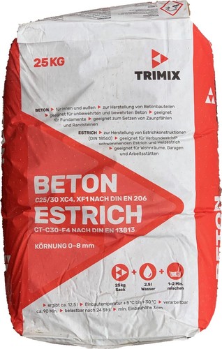 Palette Estrich-Beton / Estrichbeton / Betonestrich, 48 Sack á 25 kg ...