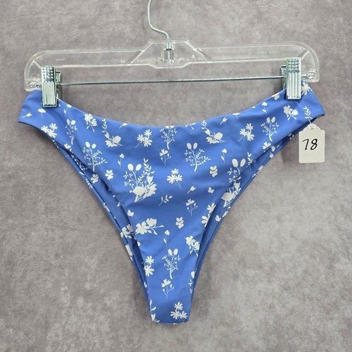 Zaful Purple Floral Print Bikini Cheeky Thong High Leg Bottom Swimwear ...