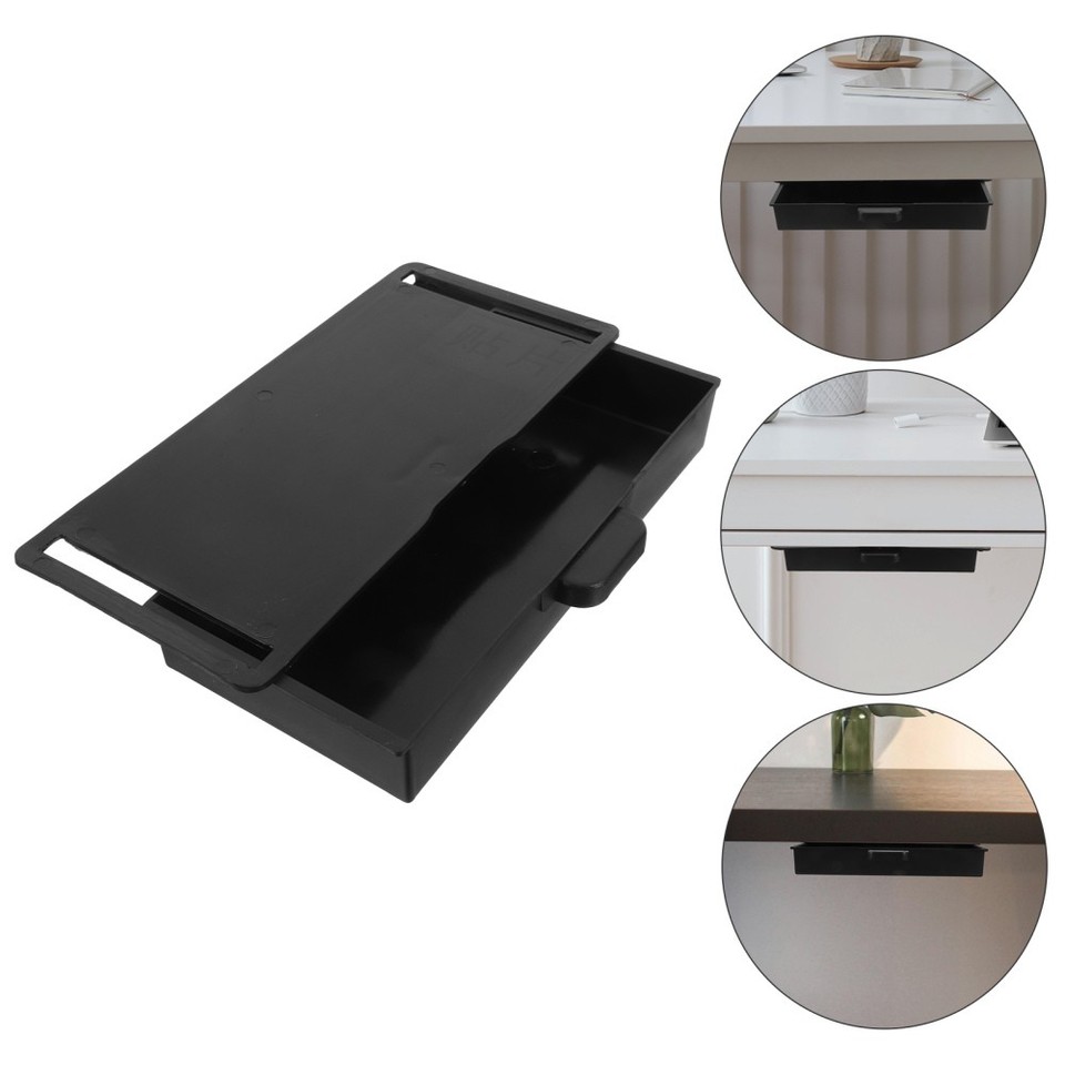 under Table Storage Box Hidden Desktop Organizer Slide Out Drawers | eBay