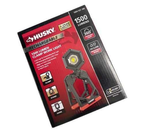 Husky 1500 Lumens Rechargeable Clamp LED Work Light # 1004 557 188 ...