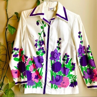 Vintage 1970's Vera print long-sleeved floral top | eBay