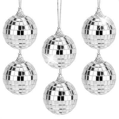 NNEDSZ 6x Hanging Mini Disco Balls Shiny Silver Mirror Party Halloween ...