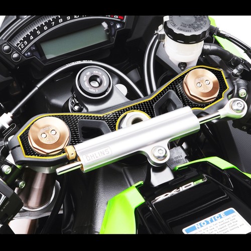 Handle Bar Yoke Cover+ N Logo Emblem Sticker 11-15 ZX-10R ZX10R Chromed ...