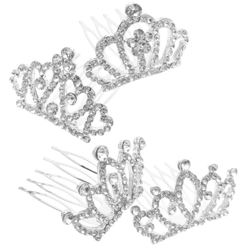 4Pc Kids Rhinestone Tiara Mini Crown Comb Small Rhinestones Child ...