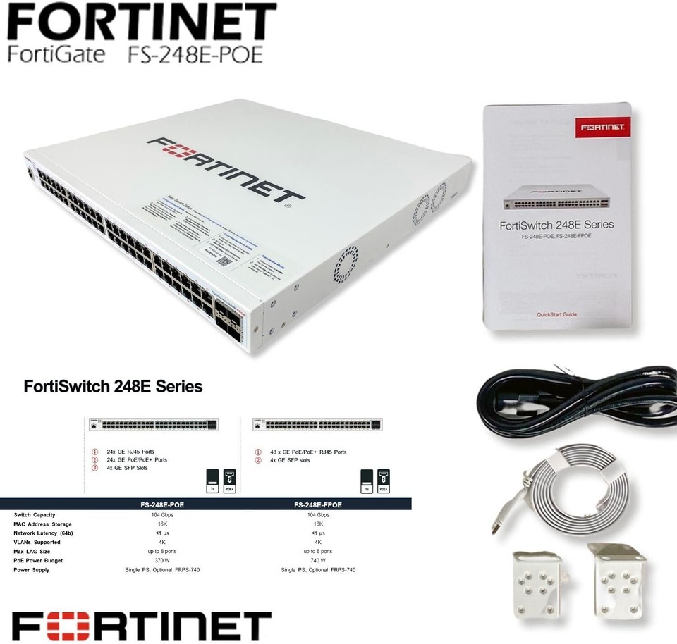 Fortinet FortiSwitch 248E-FPOE Switch Auto Activated 10/26/24 (FS-248E ...