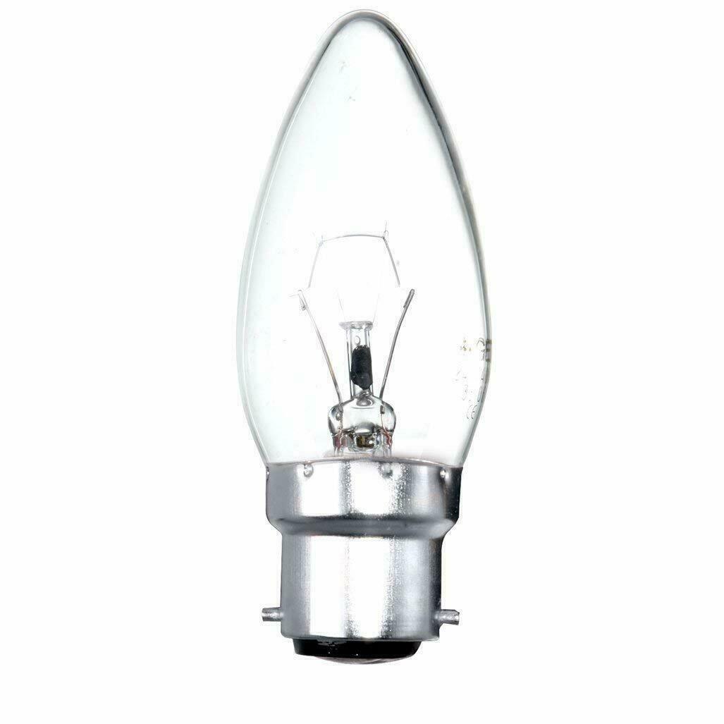 60w Watt Candle Bulbs B22 Clear Bayonet Cap Base Fitting Dimmable Bulb ...