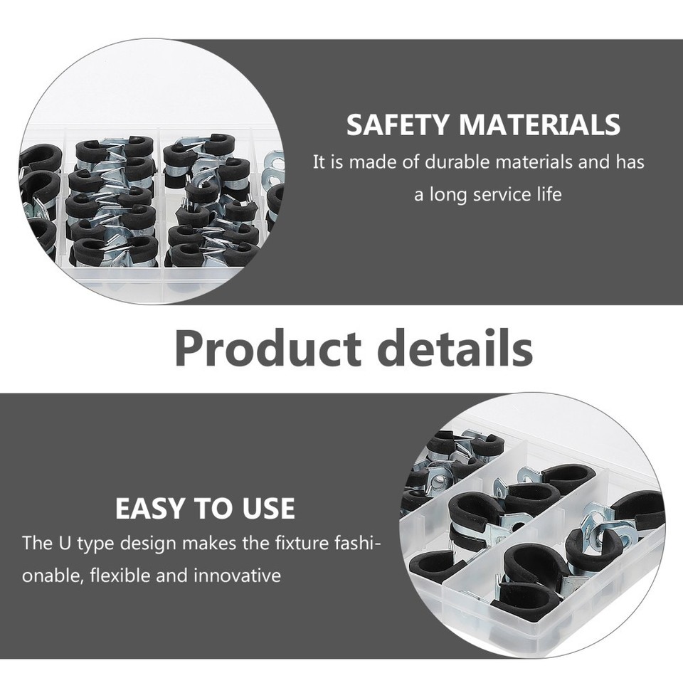 42 Pcs Pipe Clamp Cable Clips Assortment Kit Stainless Steel Clamps ...