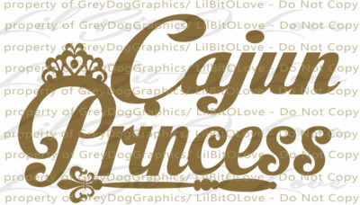 Cajun Princess Vinyl Decal Sticker with Tiara & Scepter Louisiana Girl ...