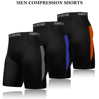 Mens Compression Boxer Shorts Base layers Sports Briefs skin fit gym ...