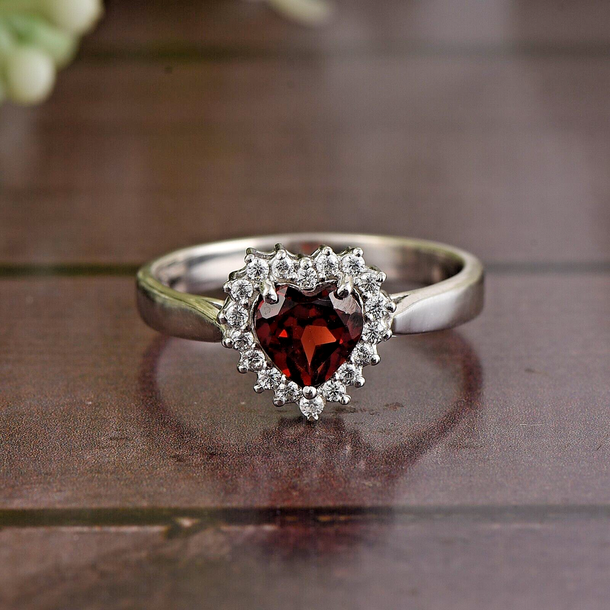 Sterling Silver Double Heart Ruby Diamond Ring Sterling Silver Ruby ...