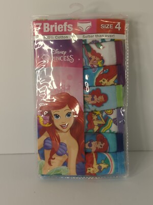 Disney Princess Underwear Girls Small 4 Brief Panty Ariel | eBay
