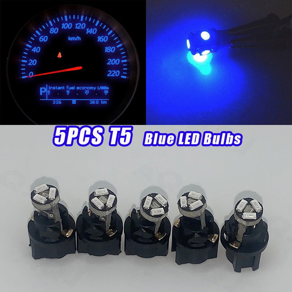 5X T5 3014 BLUE LED Gauge Cluster Dash Instrument Light Bulb W/ Sockets ...