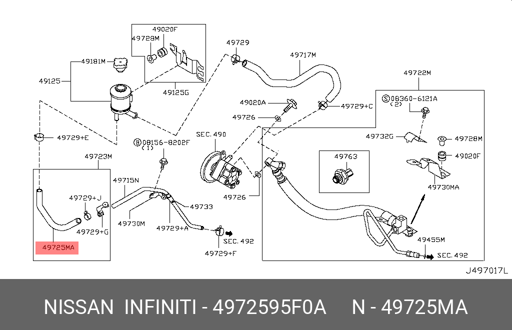 Genuine OE Hose Return Power Steering 4972595F0A , 49725-95F0A | eBay