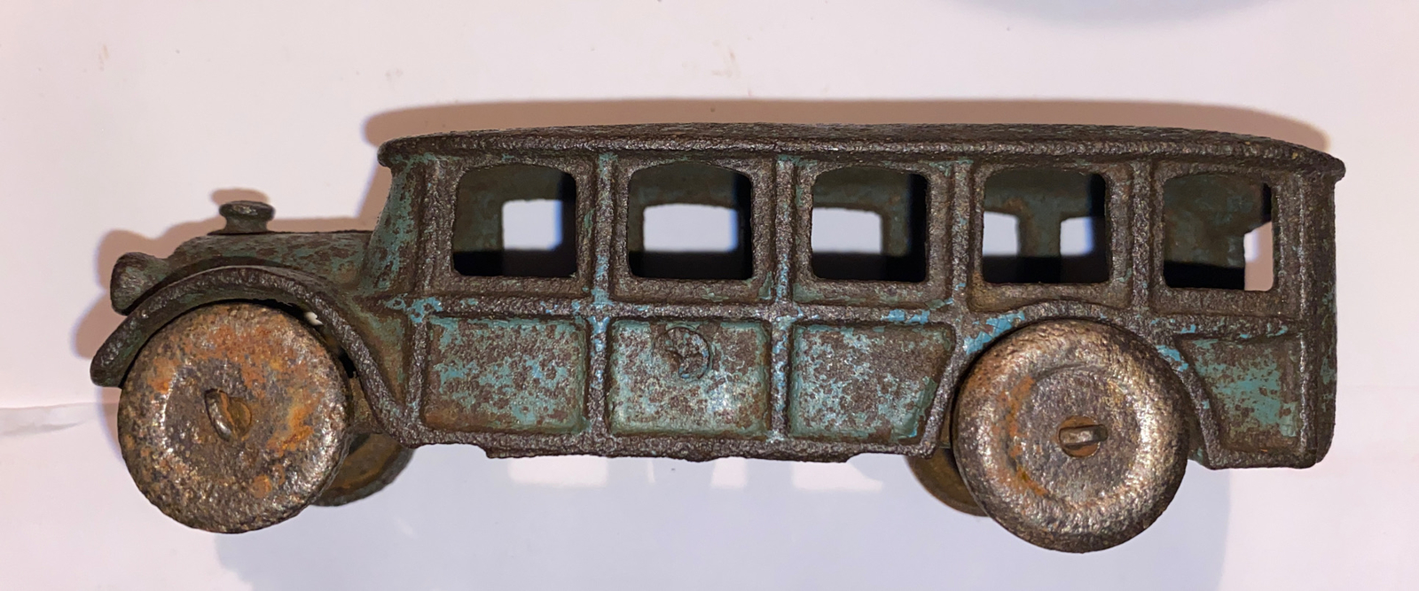 Vintage Cast Iron Bus in Green/Blue Paint with Metal Wheels | eBay