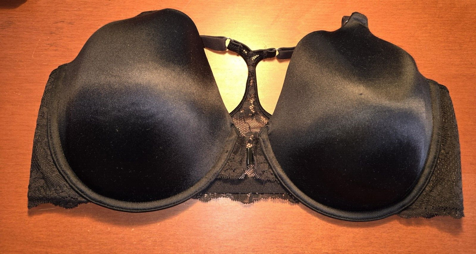 Maidenform Front Close Bra Satin Padded Cup Lace Race… - Gem