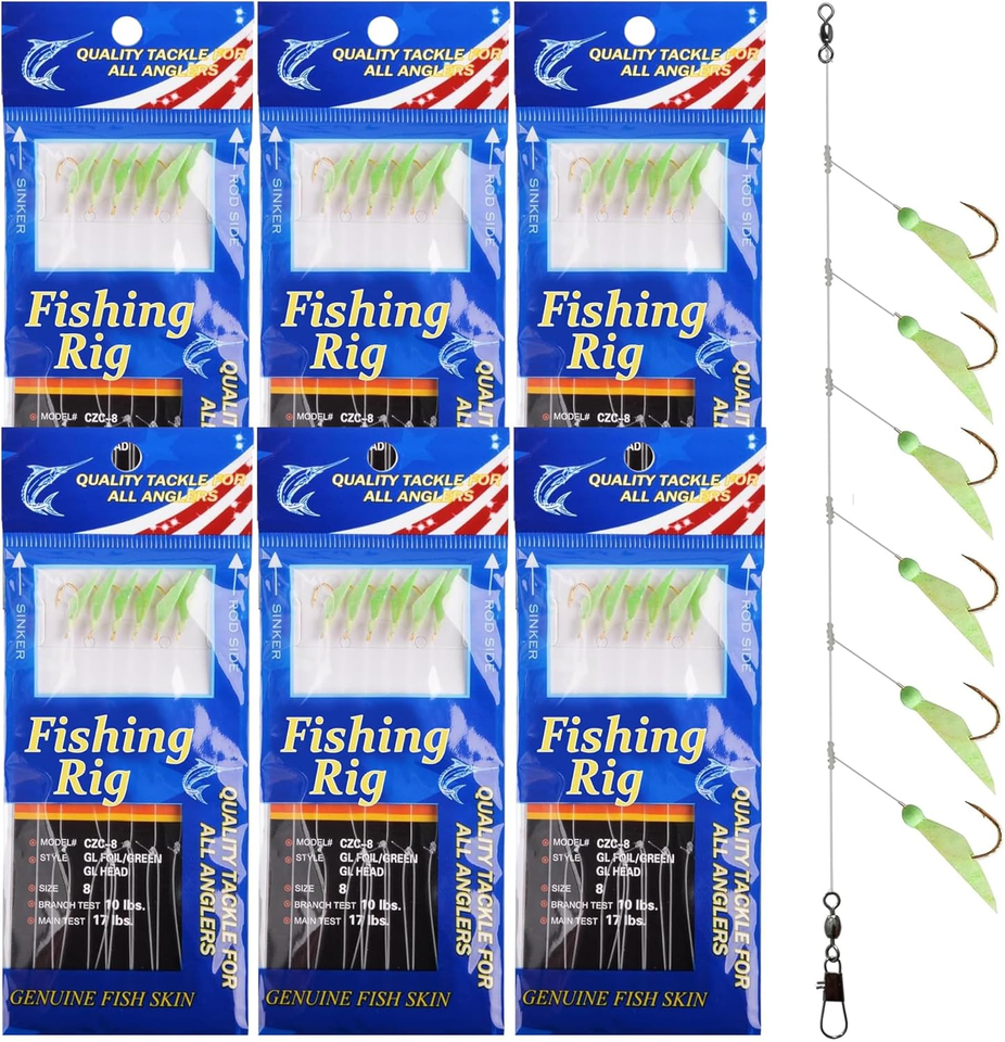 Fishing Bait Rigs Saltwater, 6 Packs Surf Fishing Rigs with Sharp Hooks ...