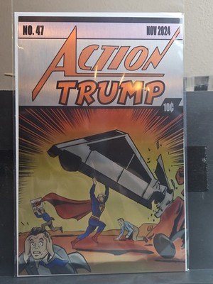 RARE ACTION COMICS Issue 1 DONALD TRUMP HOMAGE ORIGINAL SILVER METAL ...