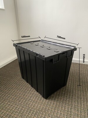 Heavy Duty Plastic Storage Boxes Containers Crates with Lids - 150L ...