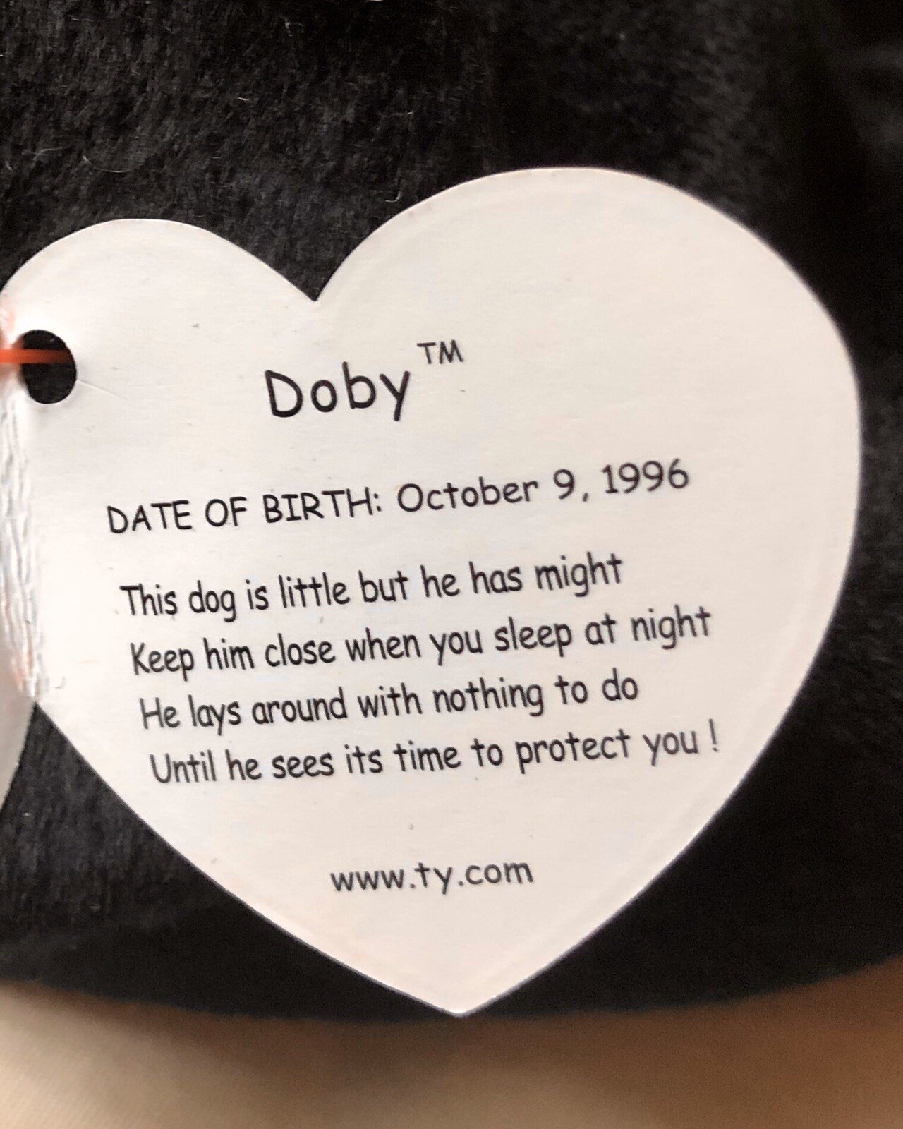 Doby the Doberman Dog Ty The Beanie Babies Collection DOB October 9 ...