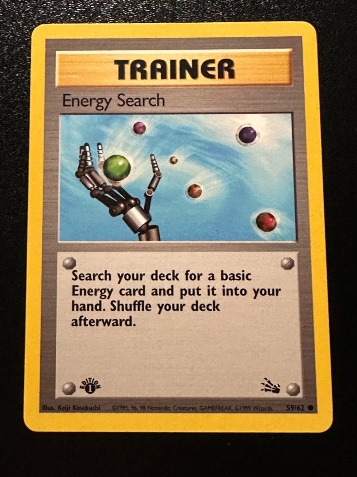 Pokemon Card Fossil 1st Edition Energy Search 59/62. WoTC Vintage | eBay