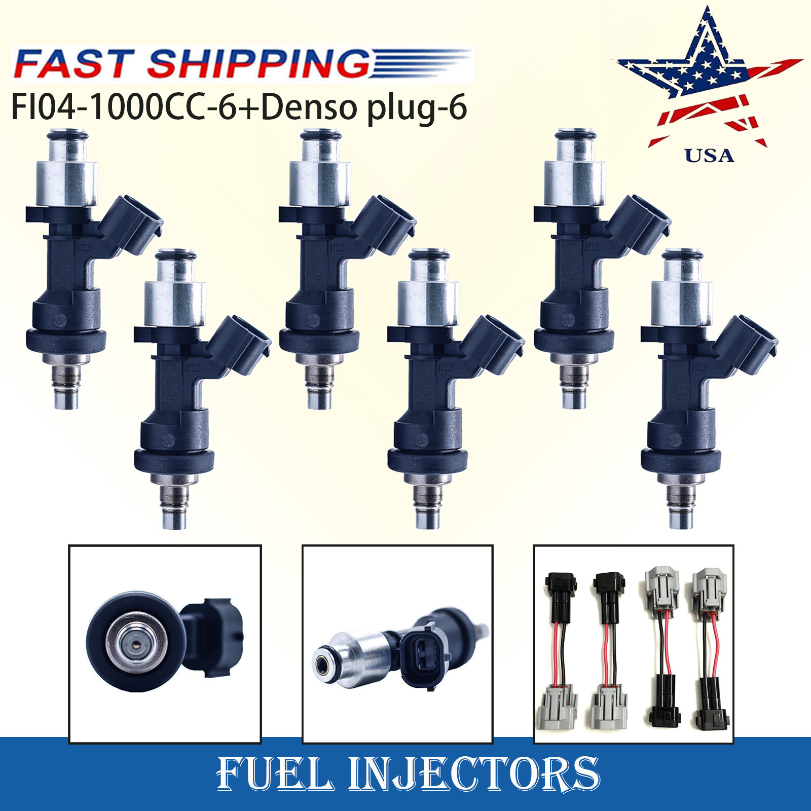 6x Fuel Injector for Toyota Supra 2JZ 2JZGTE 2JZ-GTE 1000cc 96lb 1993 ...