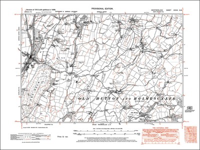 Old & New Hutton, Oxenholme, Millholme, old map Westmoreland 1938: 39SW ...