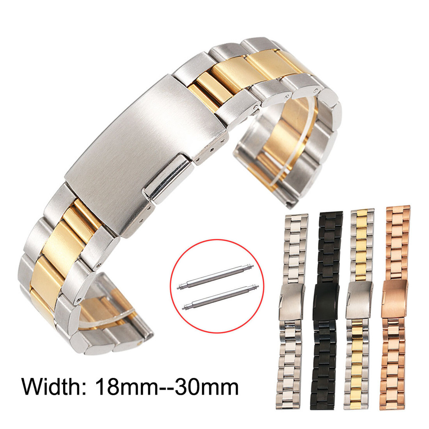 Stainless Steel Link Strap 24 26 30mm 18-28mm 22mm Metal Watch Band ...