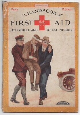 1914 Johnson & Johnson Handbook of First Aid nice Cover Graphics | eBay
