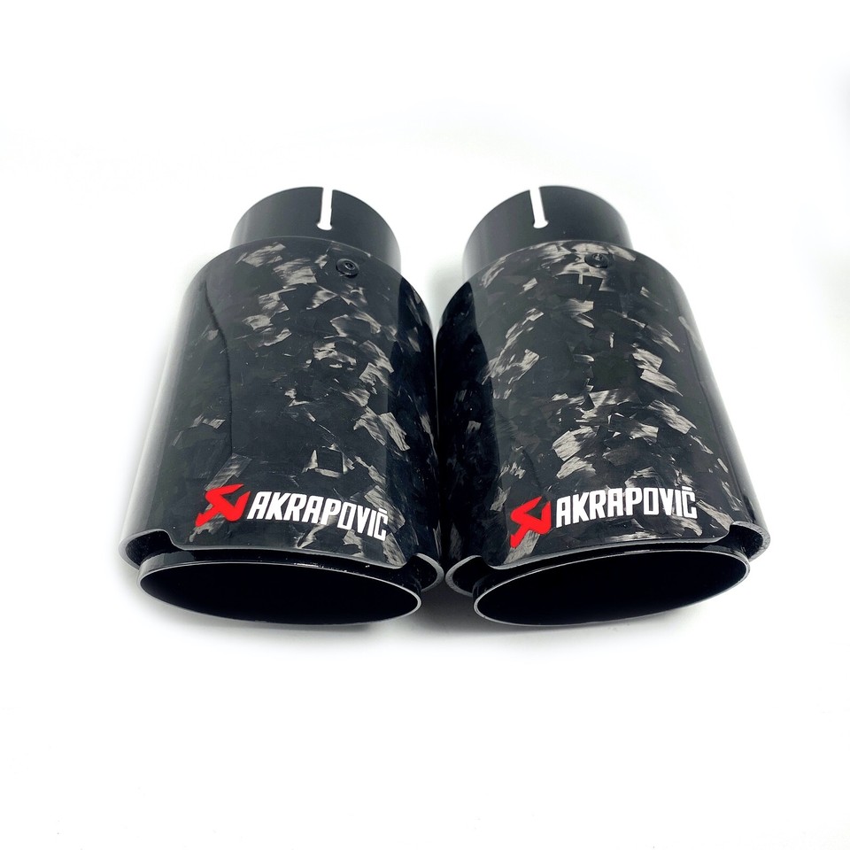 1PCS Glossy Forge Carbon Fiber Black AKRAPOVIC Exhaust Tip 3''/3.5''/4 ...