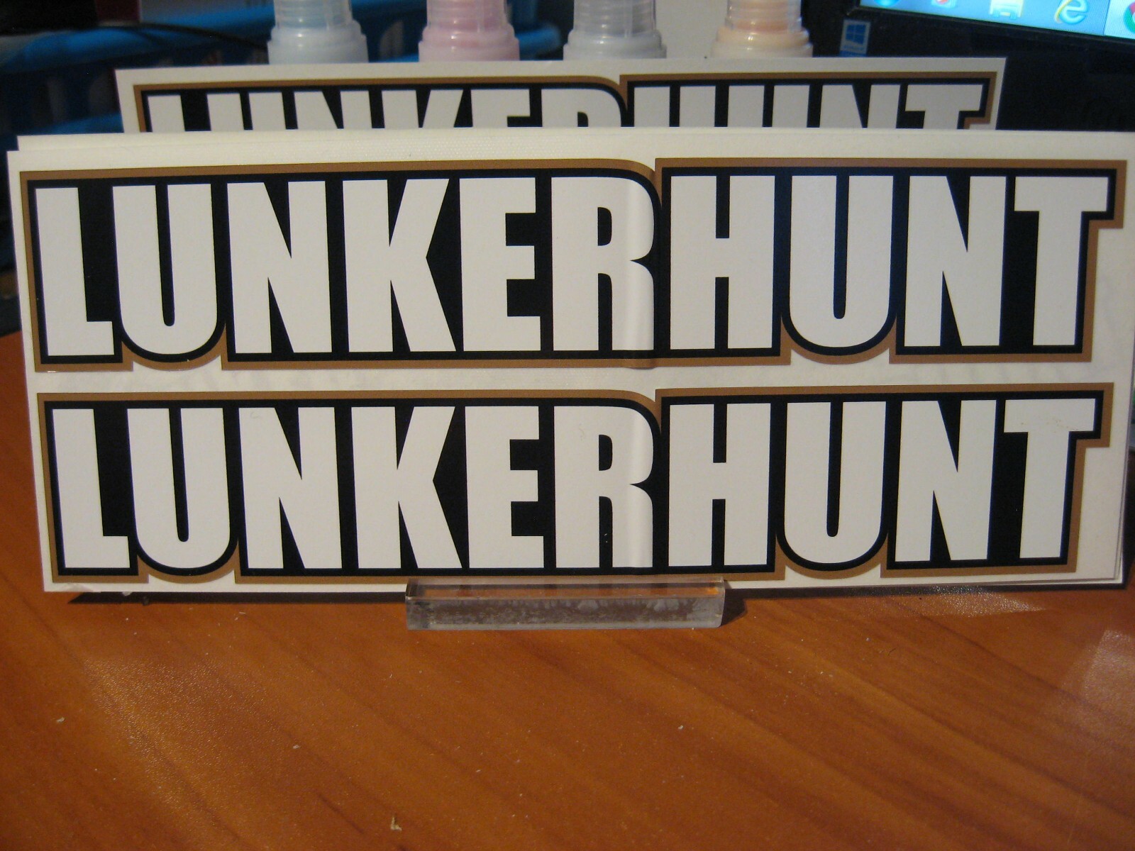 2 LunkerHunt Bass Fishing Decals 1.7" x 9" Surface Mount Logo Stickers ...