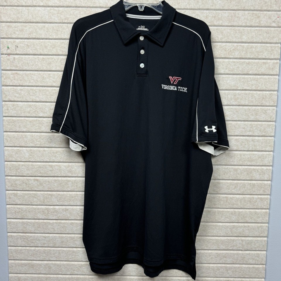Under Armour Virginia Tech Logo Quick Dry Short Sleeve Polo Shirt Black ...