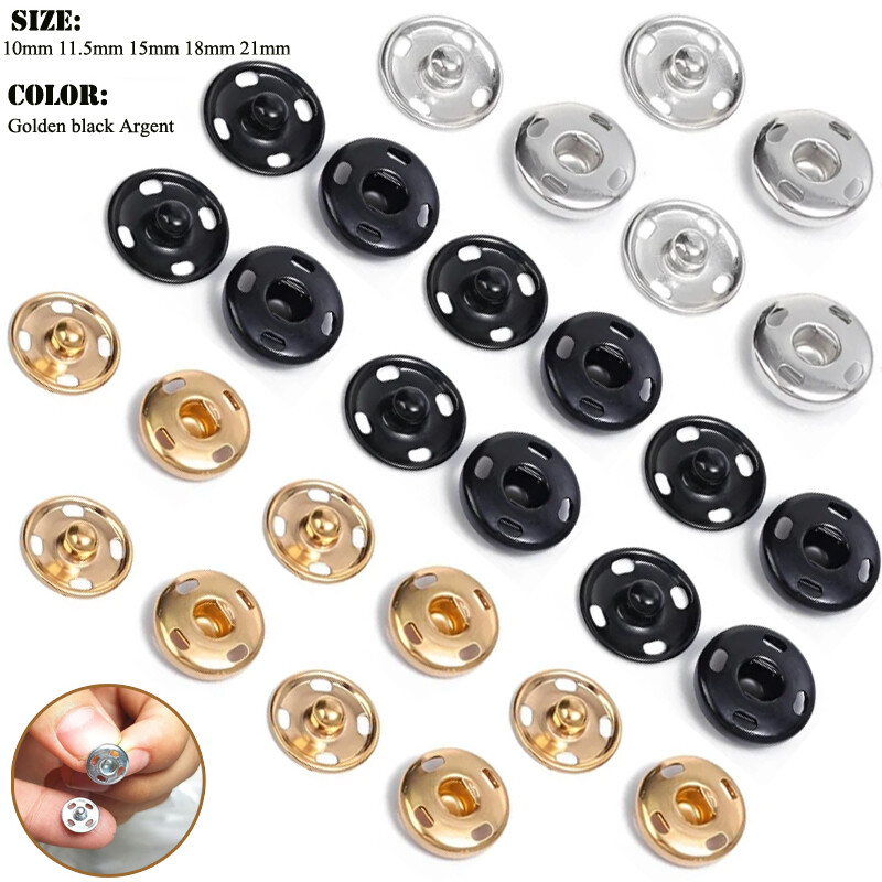 Sew-on Snap Buttons Metal Snaps Fasteners Press Studs Buttons for ...