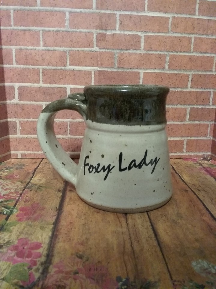 Vintage Studio Art Pottery Foxy Lady Coffee Mug Handmade Drip Glaze ...