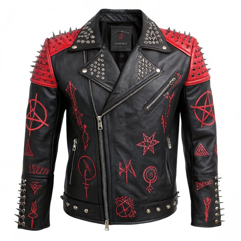 Men’s Punk Studded Leather Jacket – Spiked Biker Jacket – Rock ...