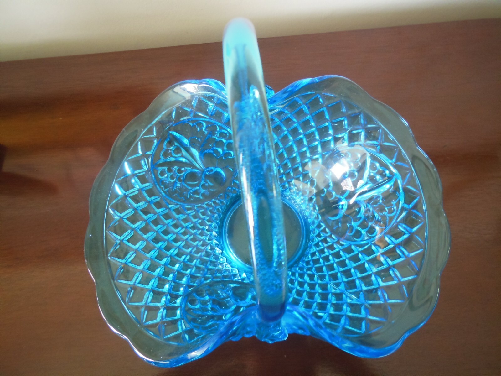 Vintage Large Blue Indiana Glass Basket | eBay