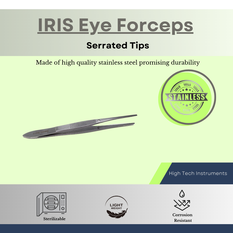 6 PCS STRAIGHT IRIS EYE DRESSING SERRATED FORCEPS 4" SURGICAL ...