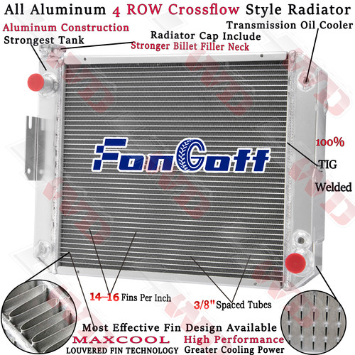 4 Row Aluminum Radiator fits Hyster Yale Forklift H45-65XM 2037521 ...