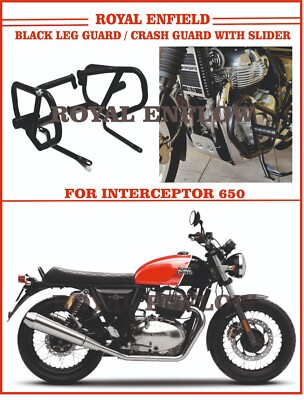 Royal Enfield Black Leg Guard/Crash guard With Slider for INTERCEPTOR ...