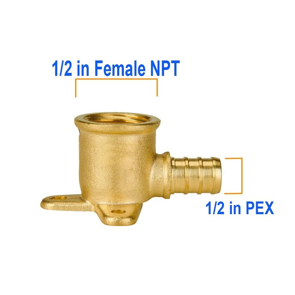 3 Pack 1/2" PEX x 1/2" Female Drop Ear Elbow Shower Head Crimp Brass ...