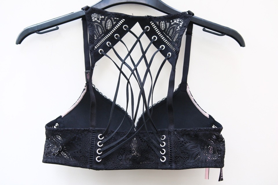 VS Victoria’s Secret Very Sexy Push Up bra size 34A Black lace Beige ...